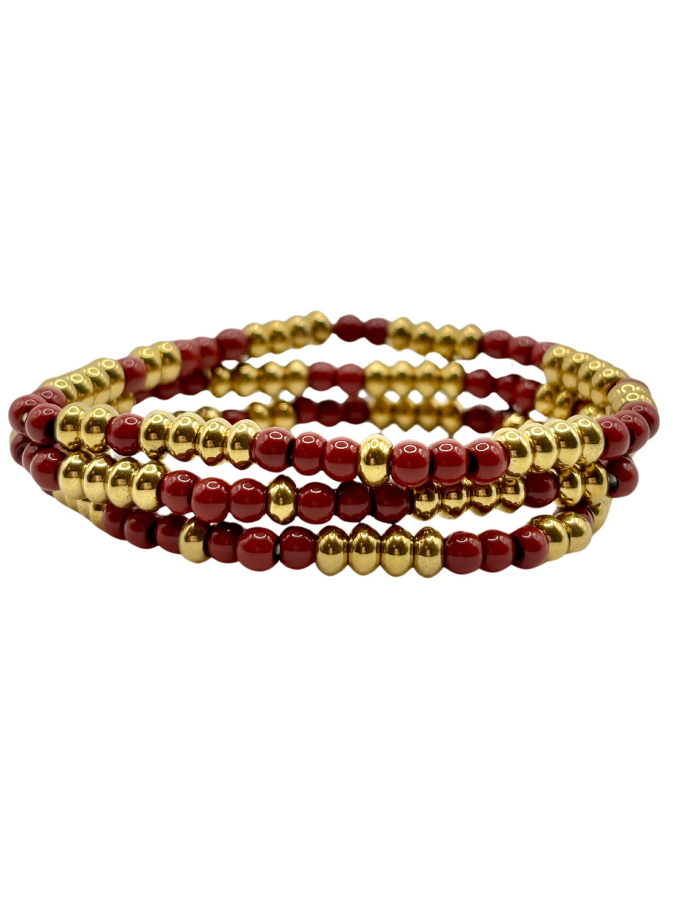Burgundy Beaded Stack Bracelets – La Lumiere New York